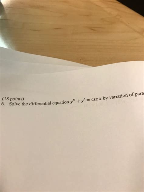 Solved E The Differential Equation Y Y CSC Cscx By Chegg