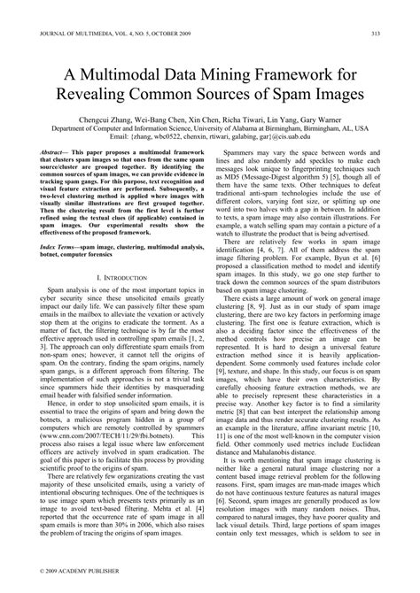 Pdf A Multimodal Data Mining Framework For Revealing Common Sources Of Spam Images