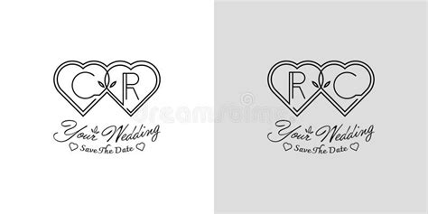 Letters Cr And Rc Wedding Love Logo For Couples With C And R Initials Stock Vector