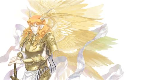 Safebooru Boy Angel Wings Armor Blonde Hair Blue Eyes Helel Megami Tensei Heterochromia