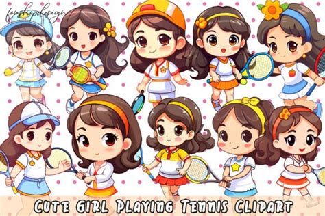 Cute Girl Playing Tennis Clipart Graphic By Fonshopdesign · Creative