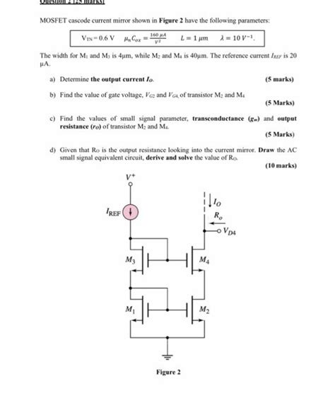 Solved 160 Ma Mosfet Cascode Current Mirror Shown In Figure