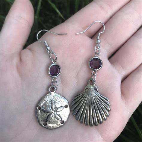 Siver Sea Shell And Sand Doller Earrings These Are Depop