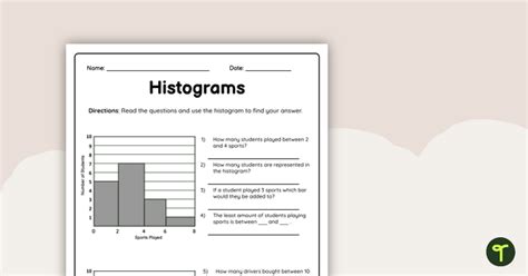 Histograms Worksheet Teach Starter