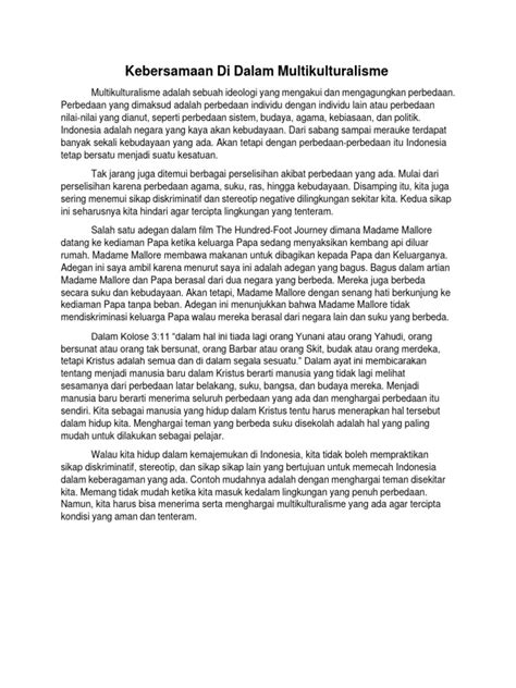 Kebersamaan Di Dalam Multikulturalisme Pdf