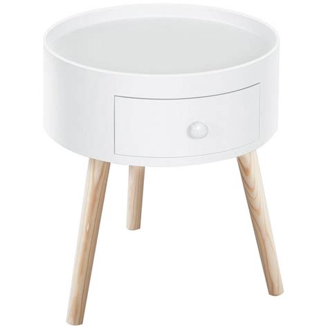 Homcom Couchtisch Beistelltisch Mit Schublade Runder Sofatisch