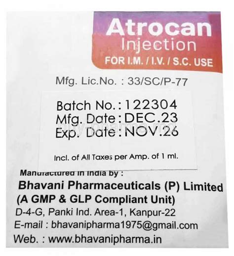 Buy Atrocan Injection Atropine Online