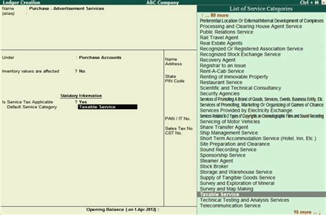 Service Purchase Ledger
