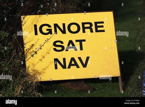 Sat Nav Errors Mistakes Sign Warning Of Problems With Car Satellite