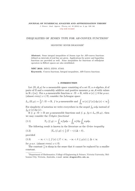 Pdf Inequalities Of Jensen Type For Ah Convex Functions