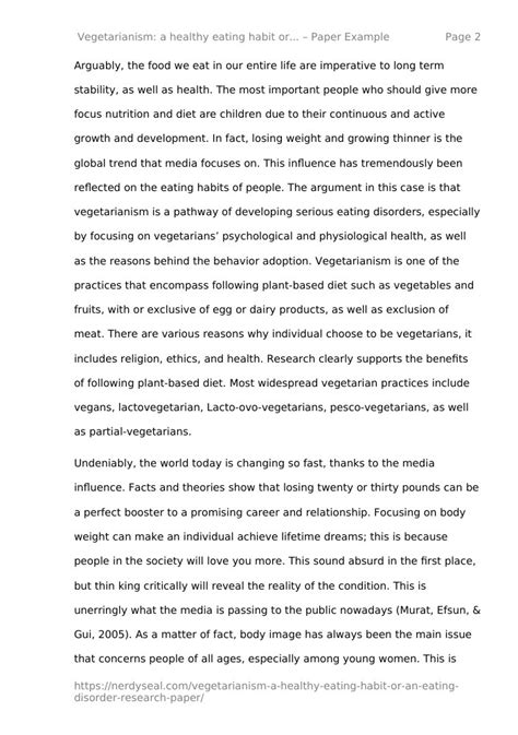 Vegetarianism A Healthy Eating Habit Or An Eating Disorder Research Paper 3158 Words Nerdyseal
