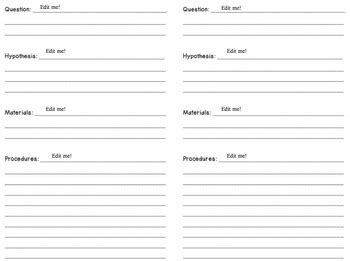 Editable Science Experiment Write Up Template For Notebooks TPT