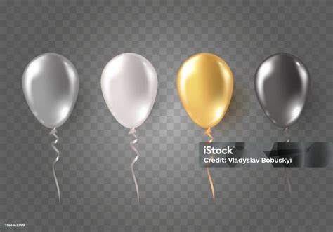 투명 한 배경에 고립 된 풍선 글로시 골드 실버 블랙 화이트 축제 3d 헬륨 발 롱 기념일 생일 파티 디자인을 위한 벡터 현실적인 반투명 황금 Baloons 모형 풍선에