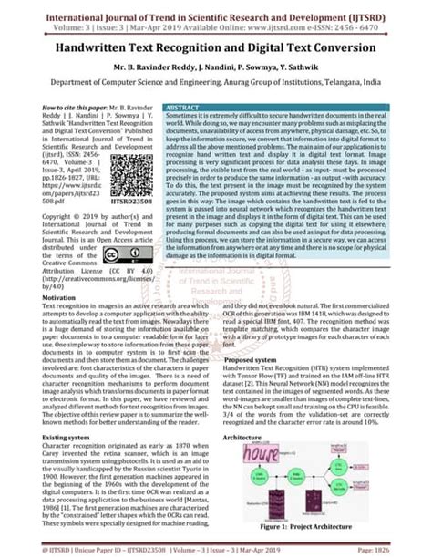 Handwritten Text Recognition And Digital Text Conversion Pdf