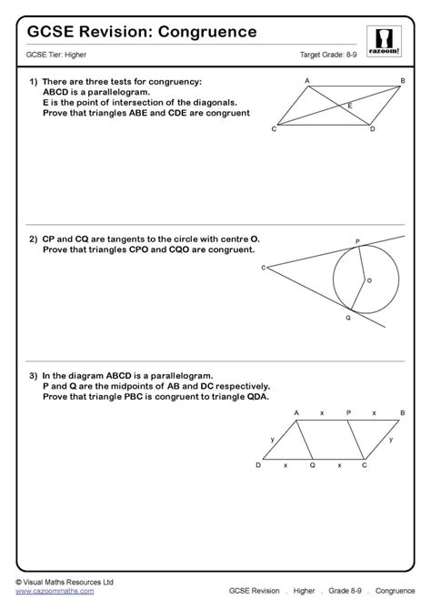 Congruent Triangles Gcse Questions Gcse Revision Questions