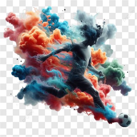 흰색 배경의 벡터 아트에서 화려한 연기로 둘러싸인 축구 선수 흰색 배경에 있는 벡터 아트의 화려한 연기로 둘러싸인 축구 P 벡터 아트의 화려한 연기로 둘러싸인 축구 P