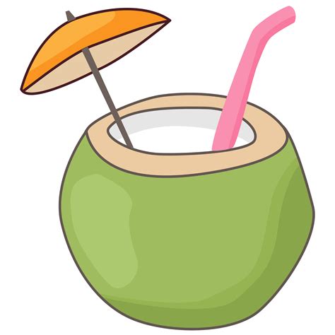 Young Coconut Cocktail Icon Flat Style Logotype Template With Cocktail
