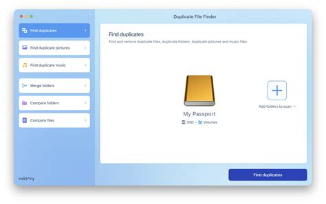 find and remove duplicates from external disk nektony