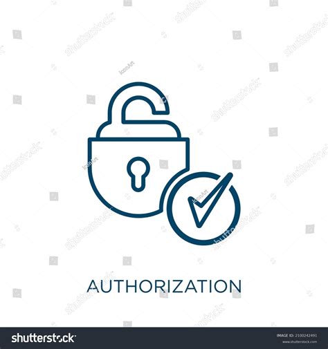 Authorization Icon Thin Linear Authorization Outline Stock Vector Royalty Free 2100242491