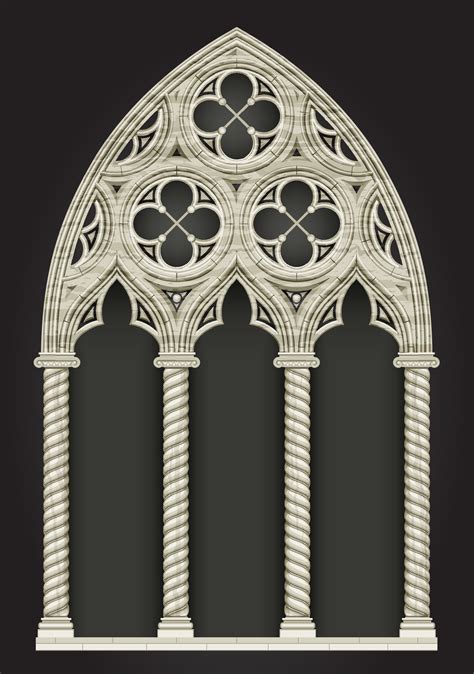 Medieval Gothic Stained Glass Cathedral Window Set 26295740 Vector Art