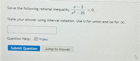 Solved Solve The Following Rational Inequality