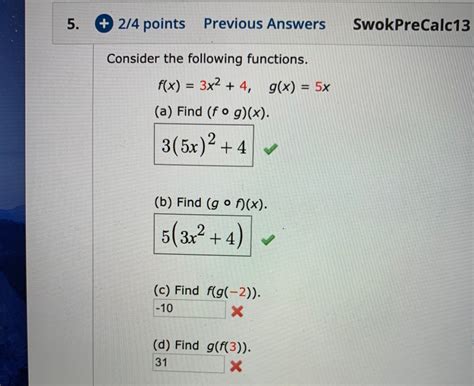 Solved 5 2 4 Points Previous Answers SwokPreCalc13 Chegg