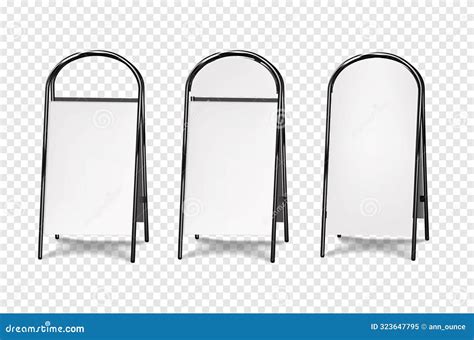 Sandwich White Board Front View Realistic Vector Mockup Blank A Frame