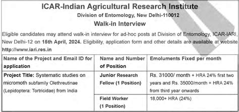 Iari Recruitment 2024 Apply For 65 Research Vacancies Latest Govt