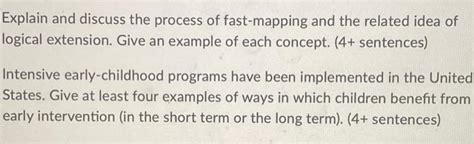 Solved Explain And Discuss The Process Of Fast Mapping And
