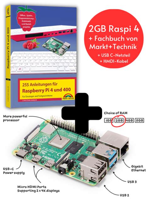 Raspberry Pi 4 Model B 2gb Ram 255 Anleitungen Fachbuch Heise Shop