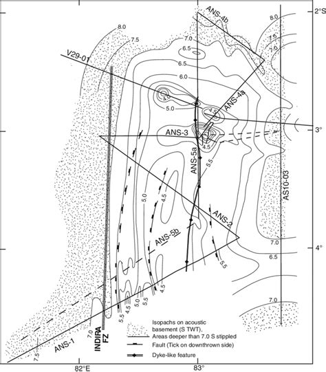 Depth To The Basement Contour Map Seconds In Twt Of The Ans And