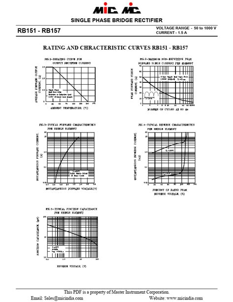 Rb155 Datasheet Pdf Single Phase Bridge Rectifier Download Mic Rb155