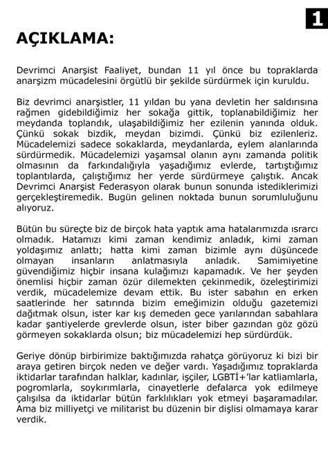 Devrimci Anarşist Federasyon on Twitter Açıklamamızdır Yetersiz olduğunu yapılan ifşalarla