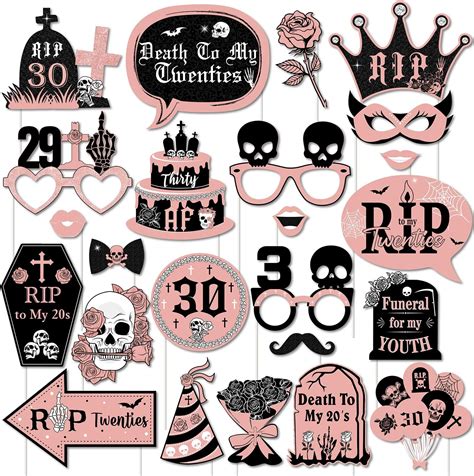 Birthday Photo Props Black And Rose Gold Birthday Party