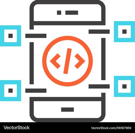 Api Interface Flat Line Web Icon Concept Vector Image