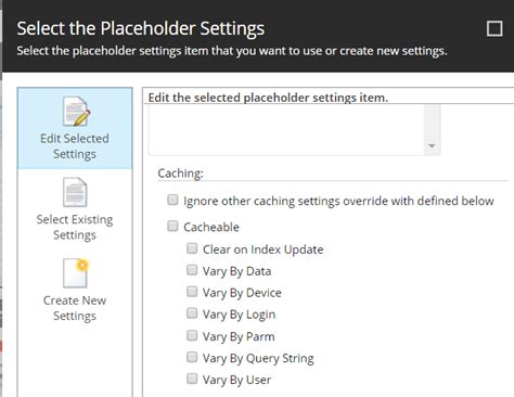 Set SXA Caching Options Sitecore Documentation