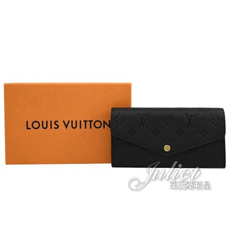 【茱麗葉精品】全新精品 Lv M82257 Sarah 經典花紋壓紋小牛皮扣式長夾黑 現貨 Yahoo奇摩拍賣