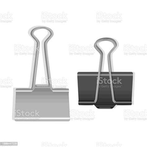 용지 디자인을위한 바인더 클립 종이 한 장의 그림자가있는 사실적인 금속 검은 종이 클립 0명에 대한 스톡 벡터 아트 및 기타