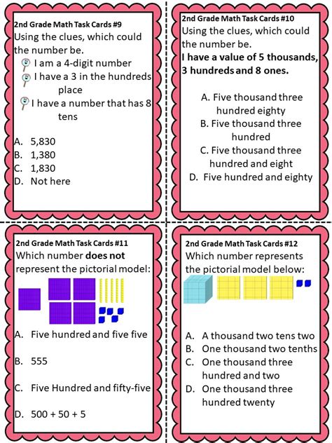 2nd Grade Ccss Teks Math 40 Cards Task Cards Digital Access Set