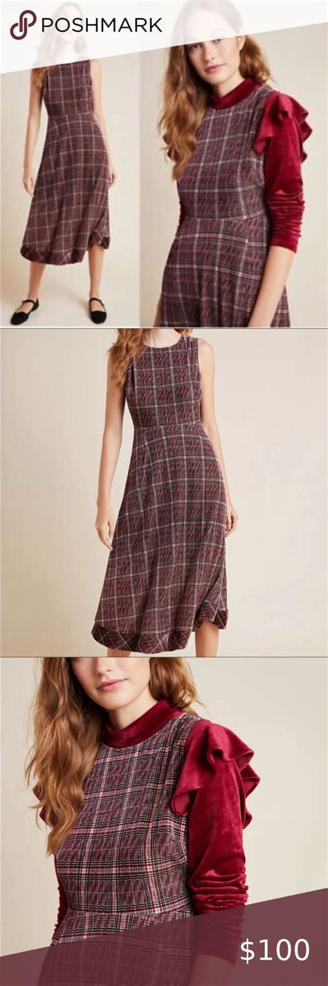 Nwt Anthropologie Eri Ali Romy Velvet Midi Dress Velvet Midi Dress