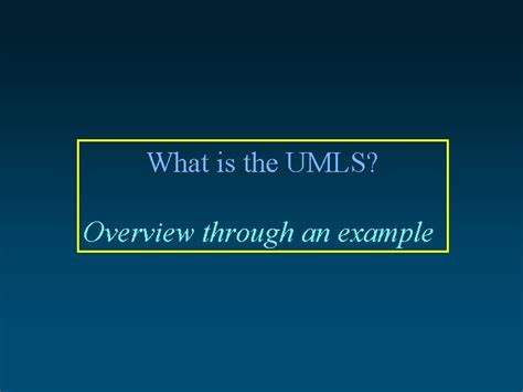 unified medical language system umls nlm presentation theater