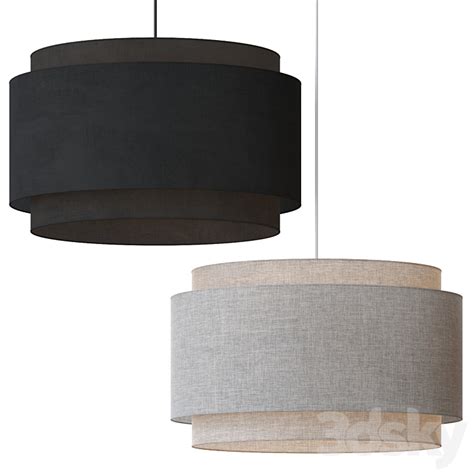 Avery Linen Double Drum By Crate And Barrel Pendant Light 3d Model
