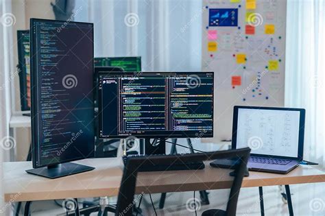 Software Development Office Workstation Setup With Multiple Monitors