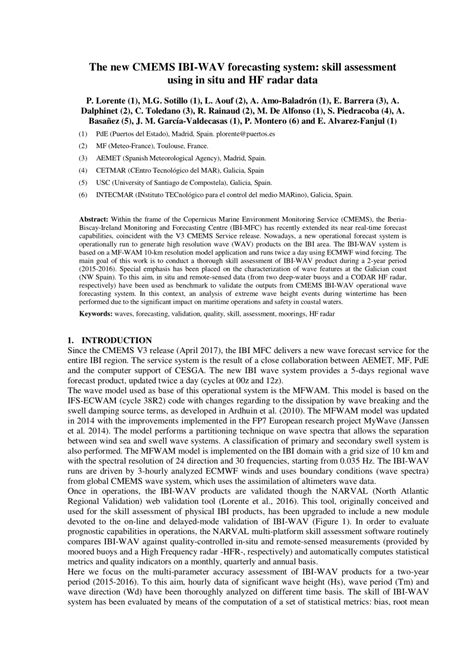 Pdf The New Cmems Ibi Wav Forecasting System Skill Assessment Using In Situ And Hf Radar Data