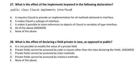solved 27 what is the effect of the implements keyword in
