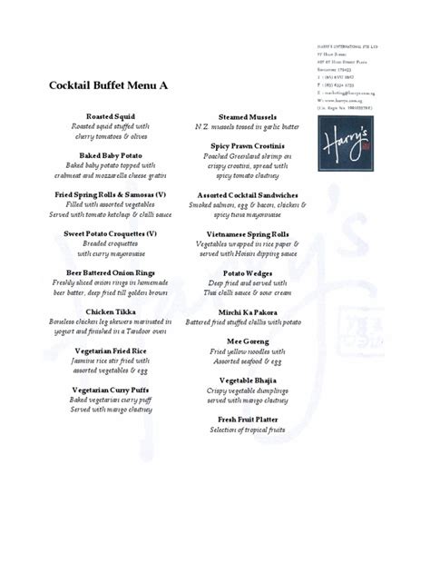 Cocktail Buffet Menu A Pdf Curry Thai Cuisine