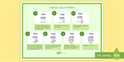 Addition Of Digit Numbers Display Poster Teacher Made