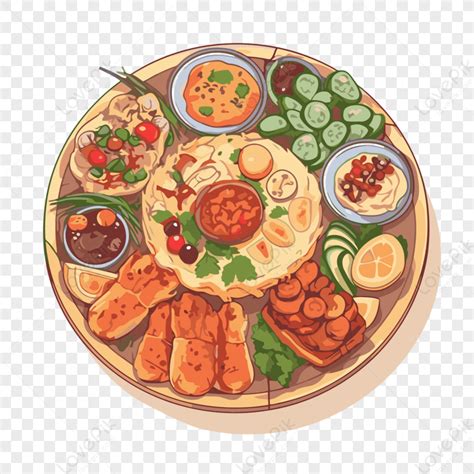 애피타이저 클립 아트 만화에 다른 음식이 있는 오래된 나무 접시 벡터식품군식기 Png 일러스트 무료 다운로드 Lovepik