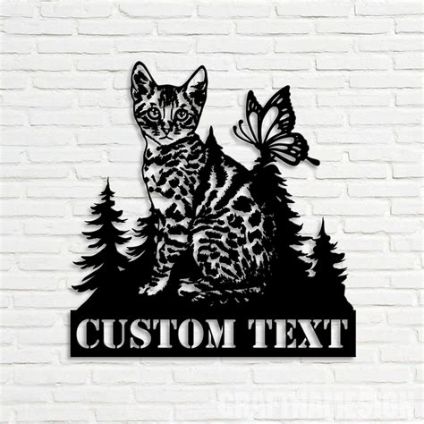 Craftnamesign Custom Bengal Cat Metal Wall Art Led Light Bengal Cat