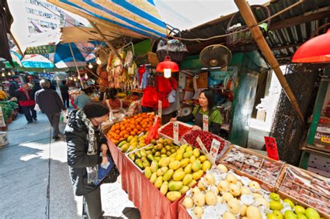 중국 한산합니다 Street Market 후르트 가판대 Hong Kong 거리에 대한 스톡 사진 및 기타 이미지 거리 걷기